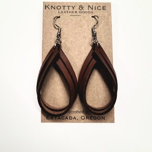 Genuine Leather Double Strap Loop Earrings - Etsy