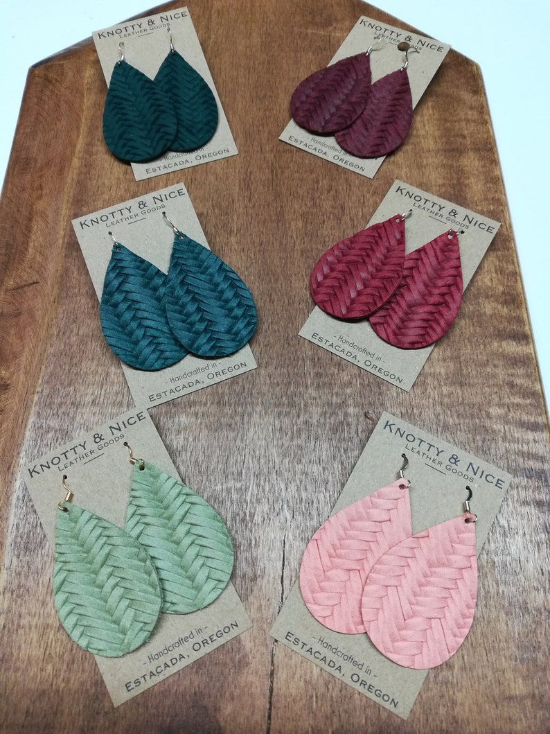 Deep Teal Blue Genuine Leather Fishtail Braid Weave Teardrop - Etsy