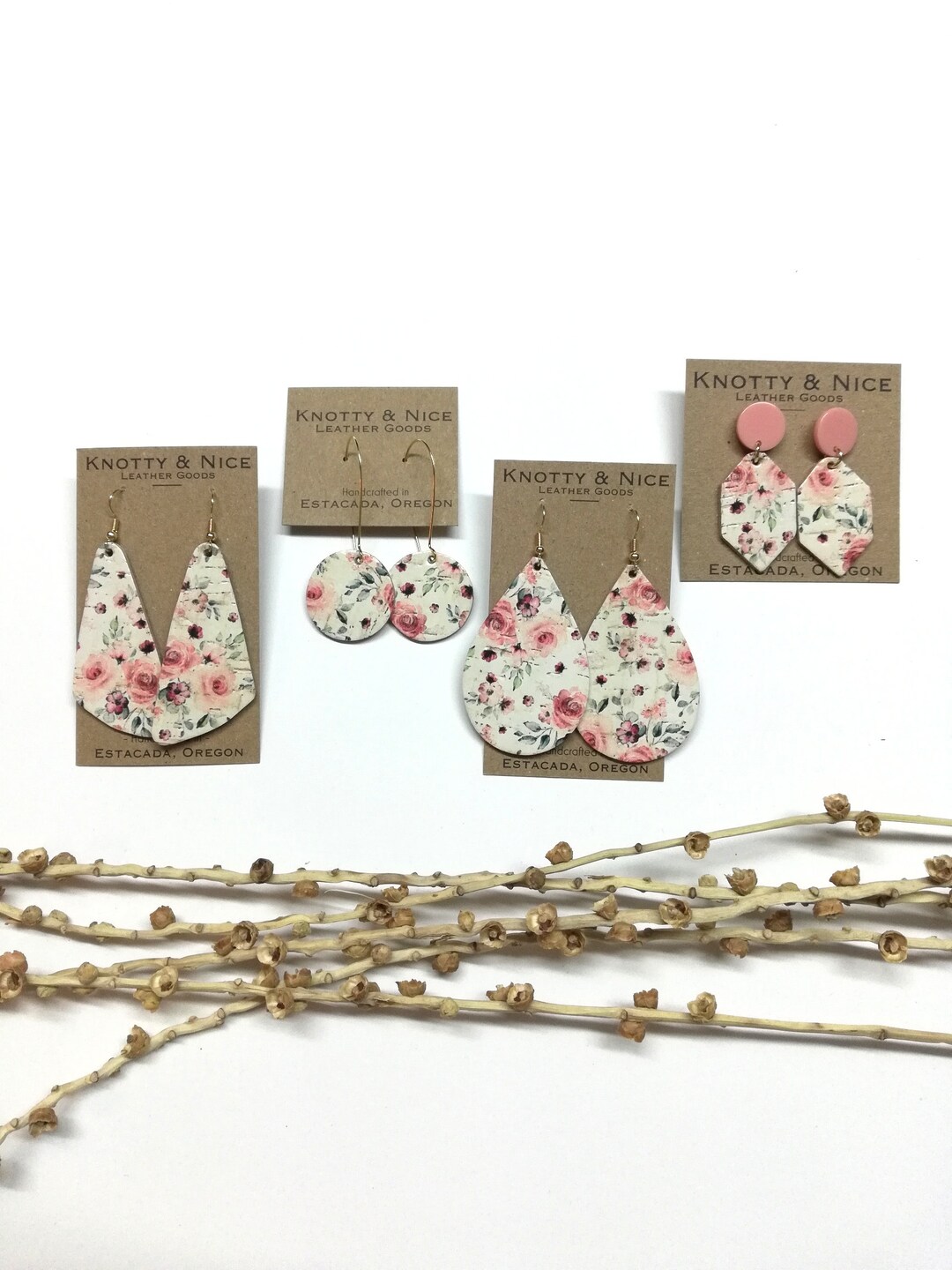 Soft Vintage Summer Roses Cork on Leather Earrings - Etsy