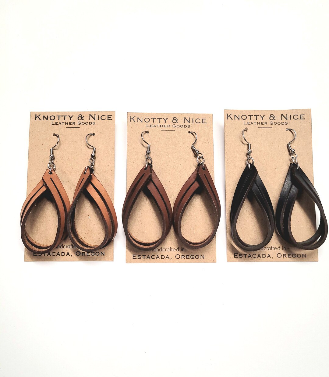 Genuine Leather Double Strap Loop Earrings - Etsy