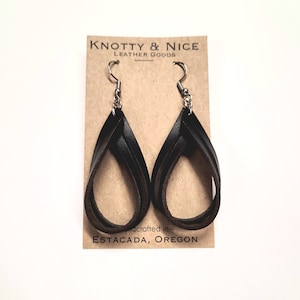 Genuine Leather Double Strap Loop Earrings - Etsy