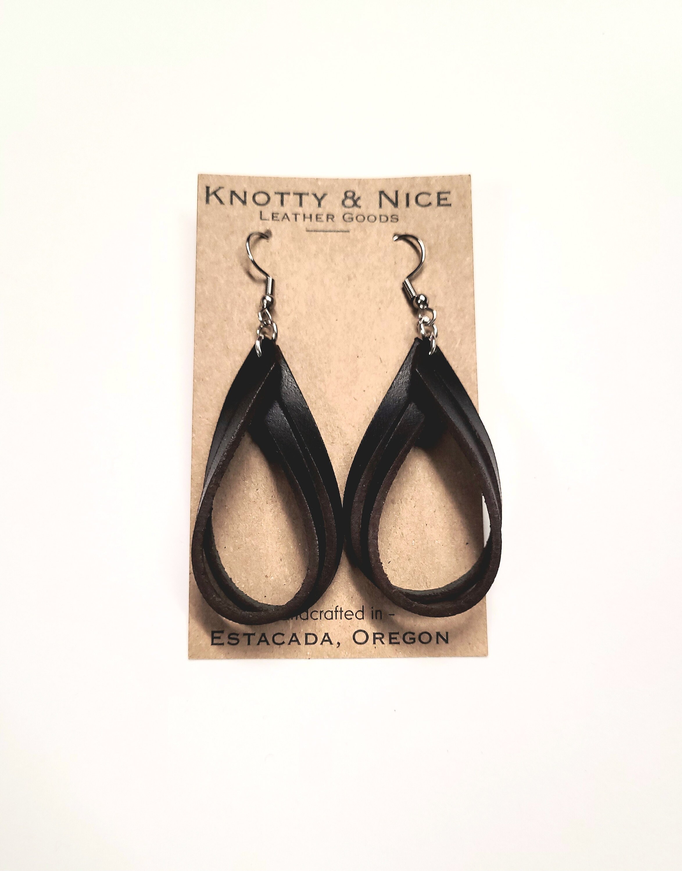 Genuine Leather Double Strap Loop Earrings - Etsy