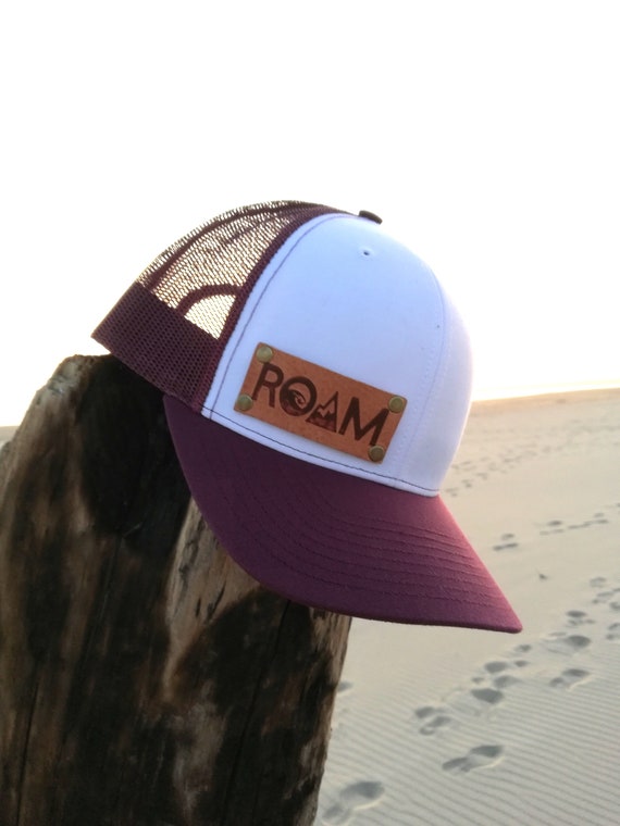 ROAM explore outdoor adventure leather patch trucker cap | Etsy