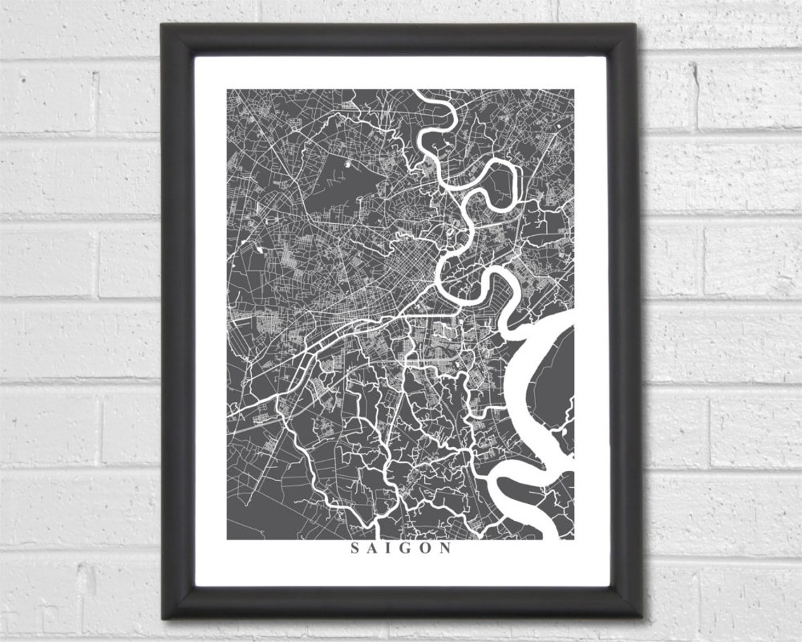 Saigon Map Art City Map Vietnam Travel Map Print | Etsy