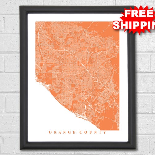 Orange County Map Print / Orange County Typographic Art / | Etsy