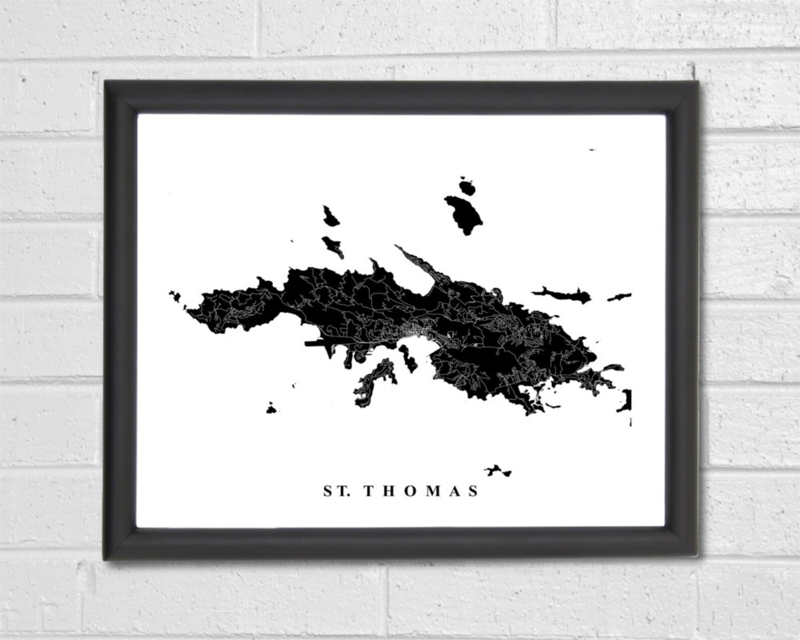 St Thomas Map Art Map Print Virgin Islands Map Print | Etsy