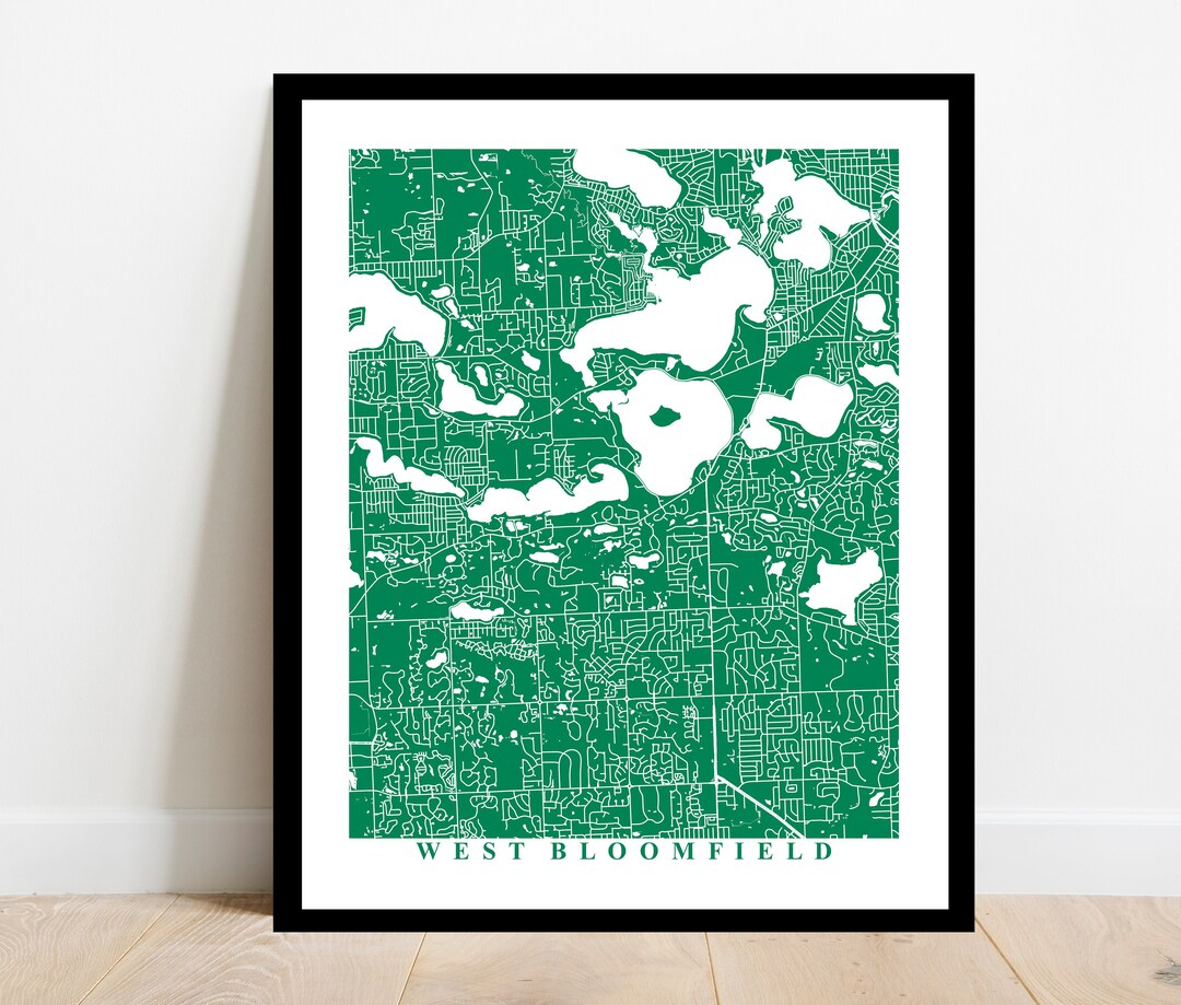 West Bloomfield Map Art Michigan Custom City Streets Map - Etsy
