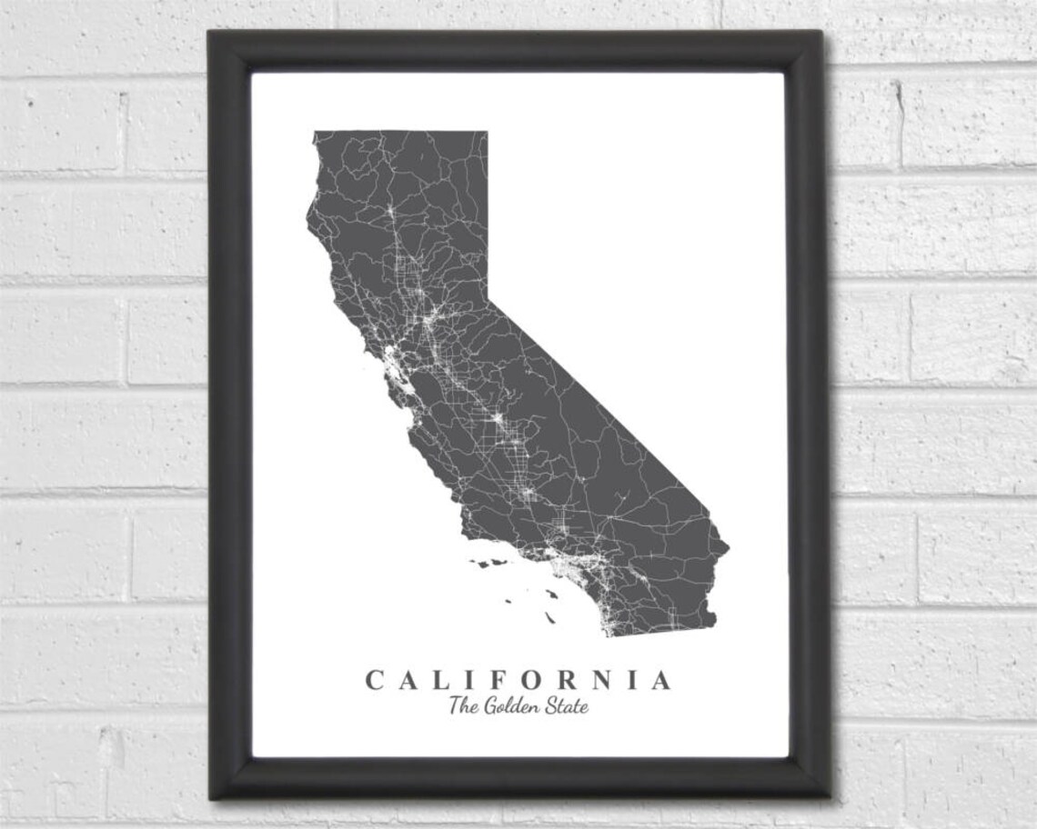 California Map Art Map Print State Map Travel Gift Map - Etsy