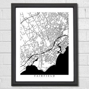 Fairfield Map Art Map Print Connecticut Map Print Home Map Wedding Gift ...