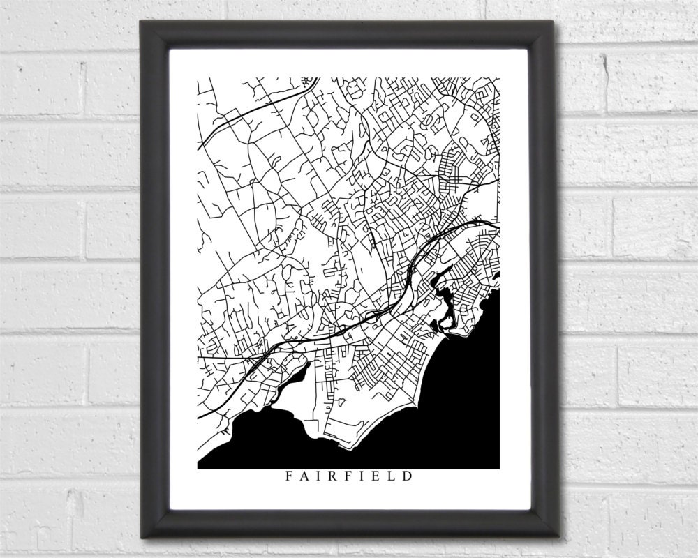 Fairfield Map Art Map Print Connecticut Map Print Home - Etsy