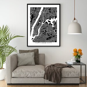 New York City Map Art Wall Art Print NYC Map Print of New York City ...