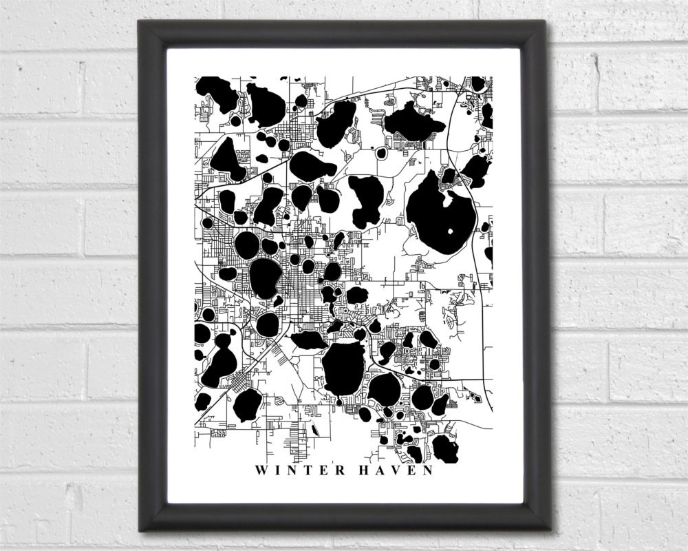 Winter Haven Map Art Florida Wall Art Poster Travel - Etsy UK