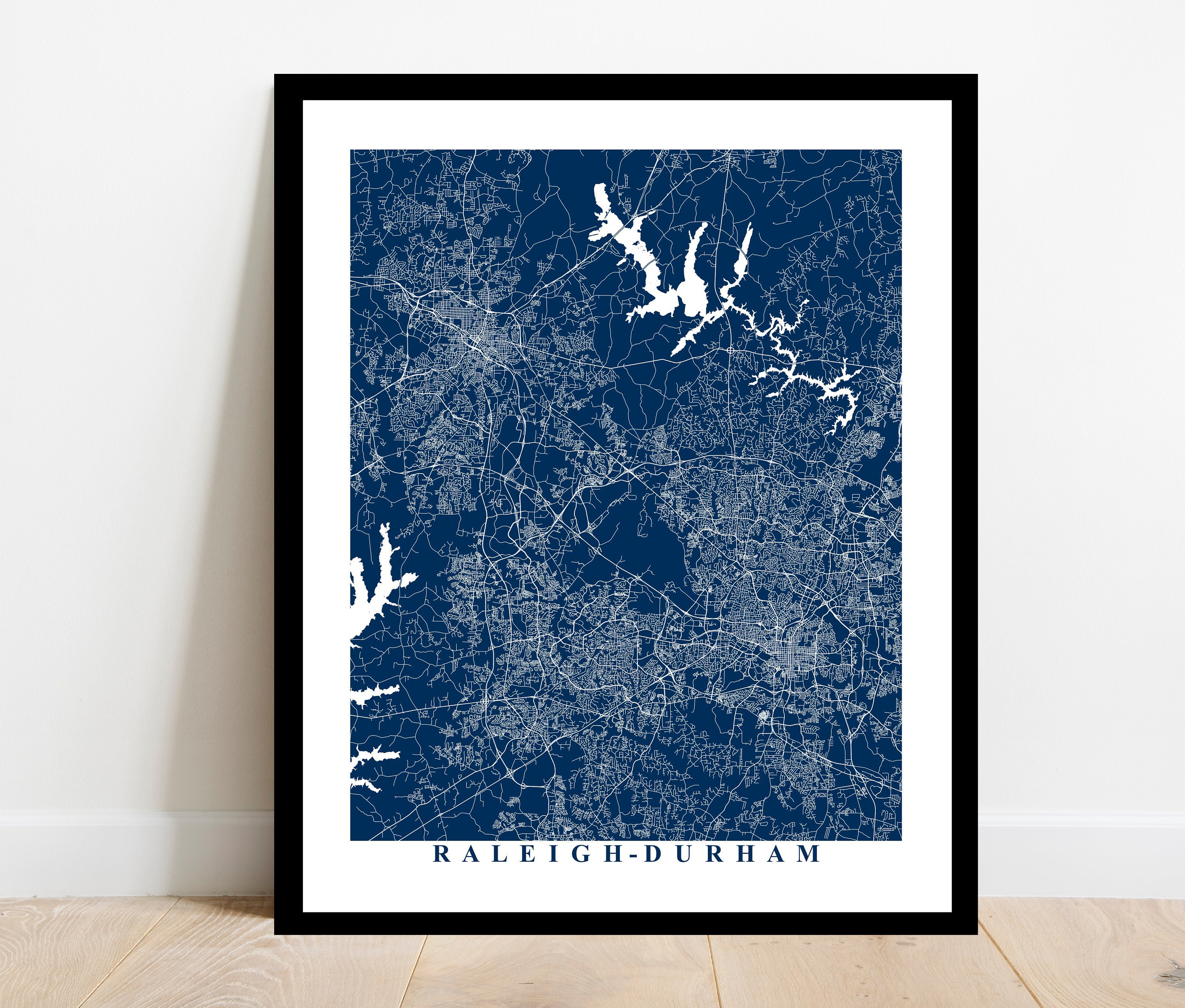 Raleigh-durham Map Art North Carolina Custom City Streets - Etsy