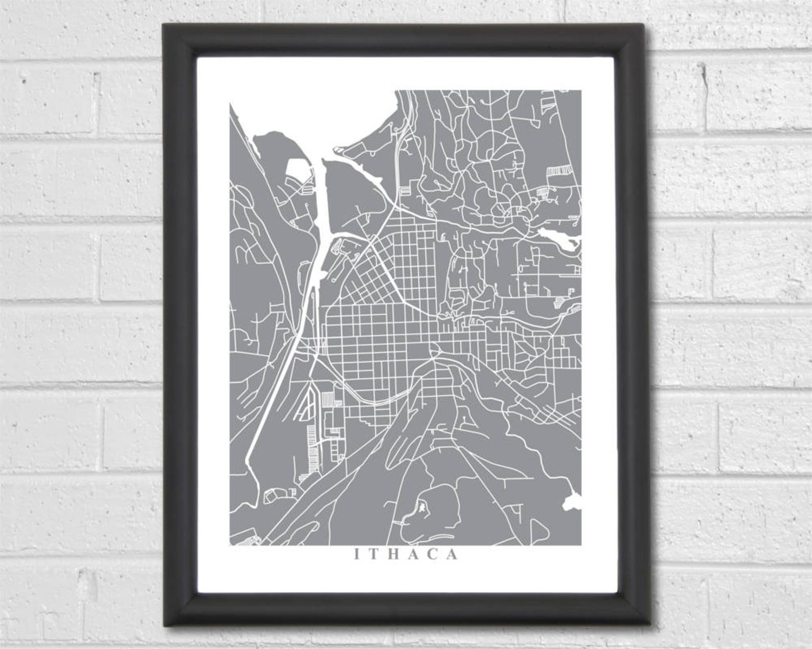 Ithaca Map Art City Maps New York Travel Map Print | Etsy
