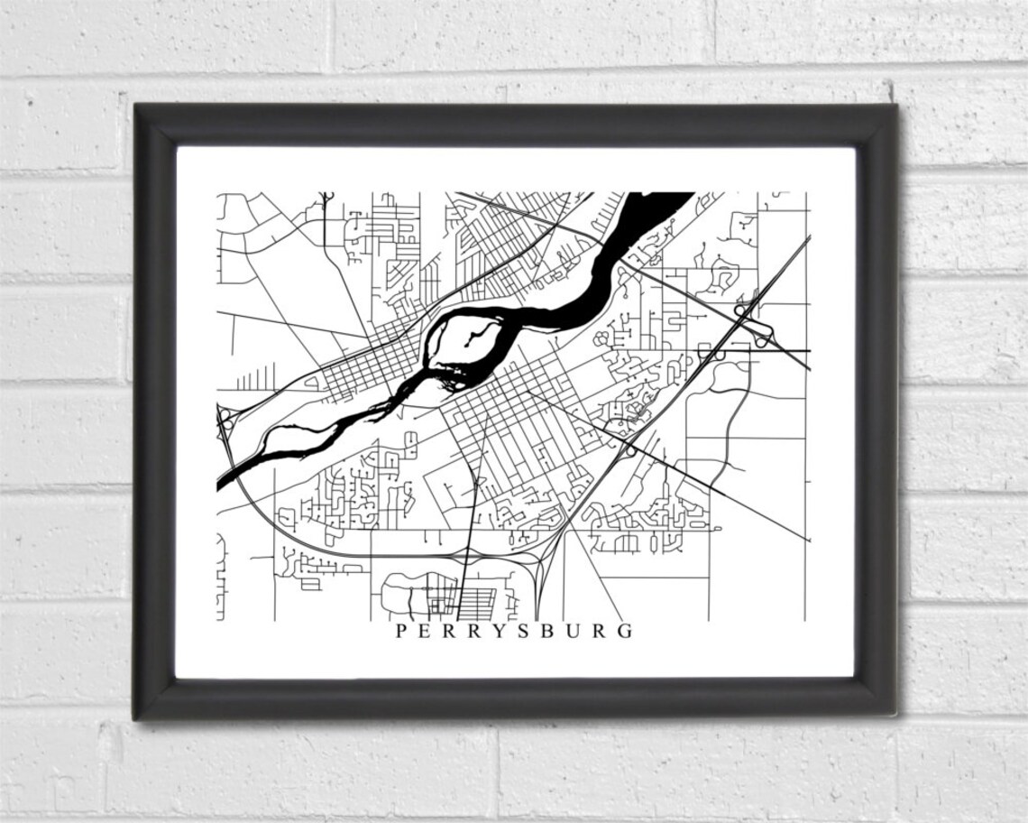 Perrysburg Park Map Art City Map Ohio Office Decor | Etsy
