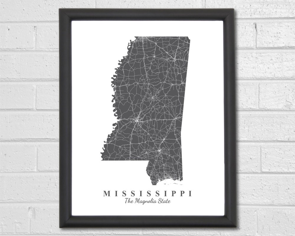 Mississippi Map Art Map Print State Map Office Decor | Etsy