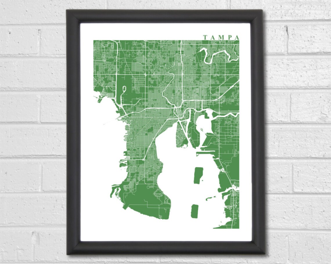 Tampa Map Art Map Print Florida Tampa Map Print Maps | Etsy