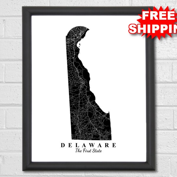 Delaware Map Art - Etsy