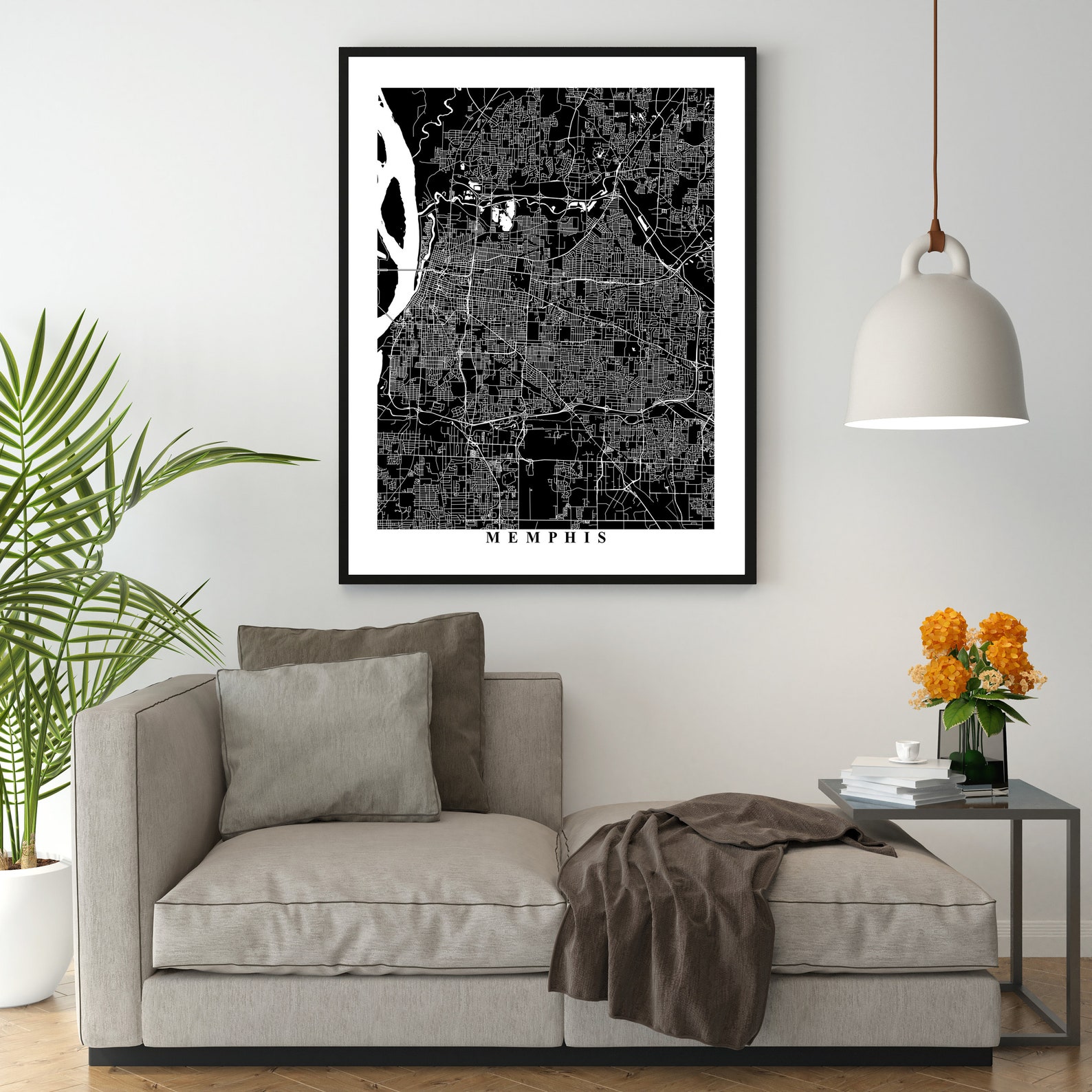 Memphis Map Art Tennessee Custom City Streets Map Print - Etsy