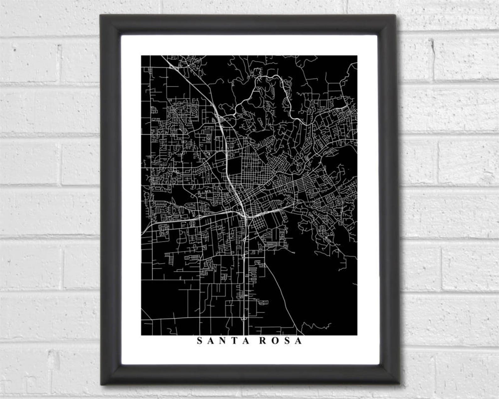 Santa Rosa Map Art City Map California Travel Map - Etsy