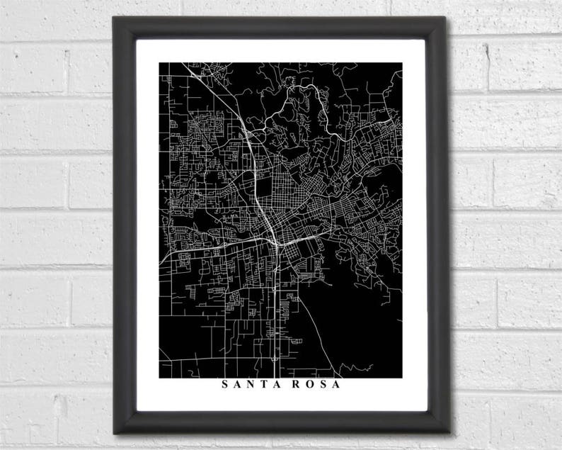 Santa Rosa Map Art City Map California Travel Map - Etsy