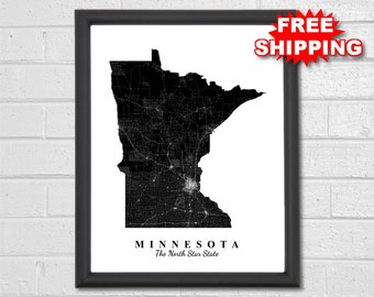 Minnesota Watercolor Map USA Art Print 385 - Etsy