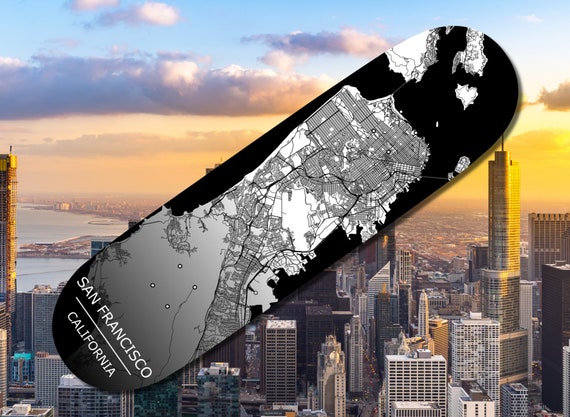 San Francisco Skateboard Deck Map Art City Streets Wall Home - Etsy