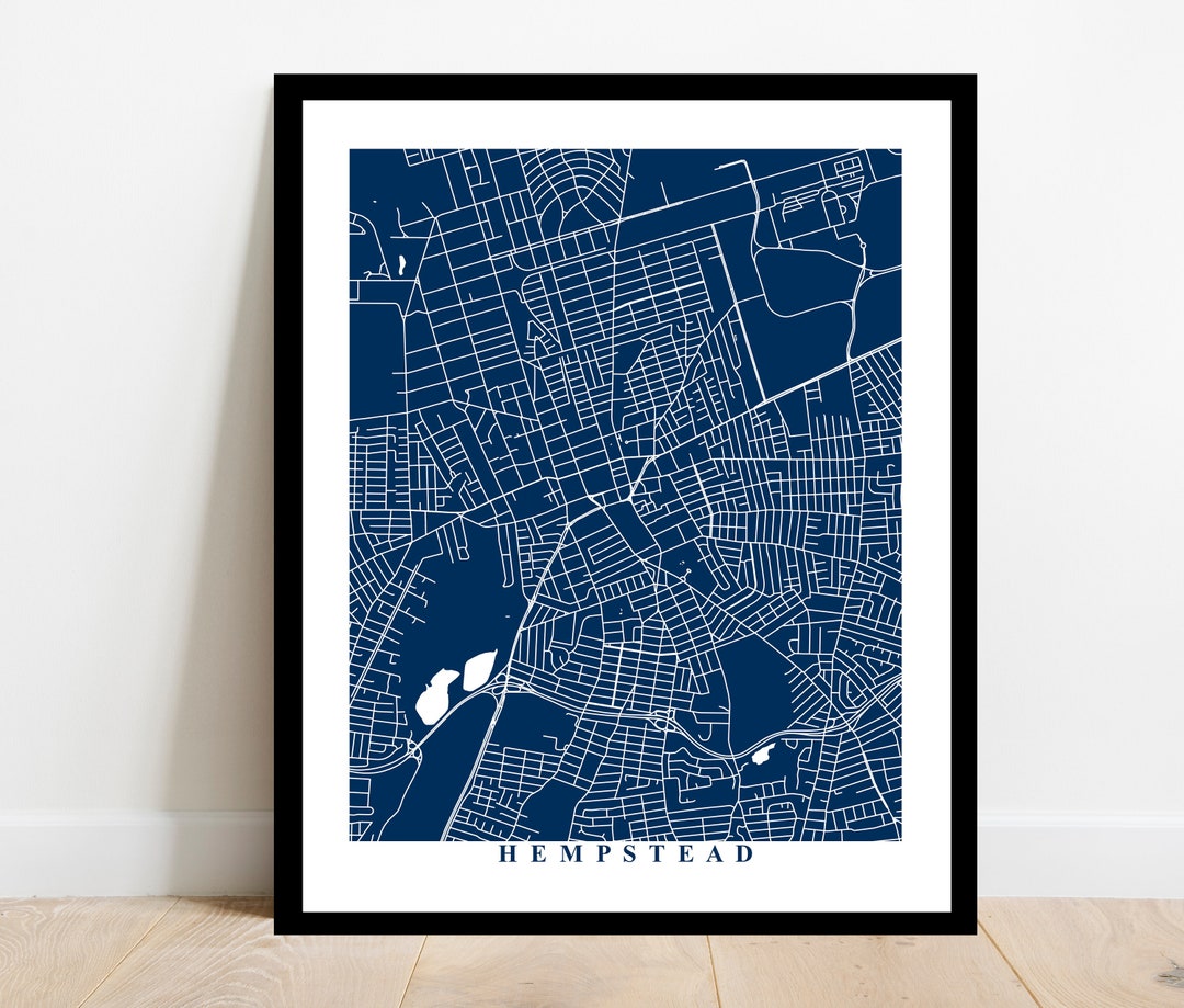 Hempstead Map Art New York City Map Print Travel Gift Home Office Decor ...