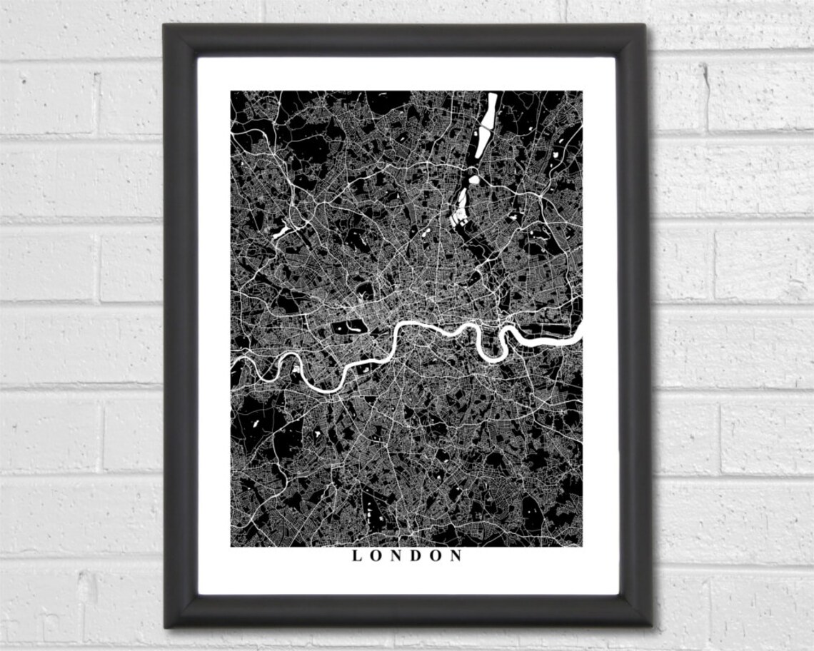 London Map Art City Map Print UK Travel Gift Home Office - Etsy