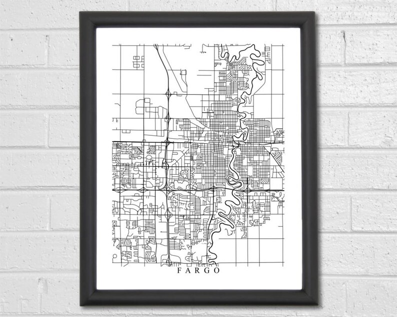 Fargo Map Art City Maps North Dakota Travel Map Print - Etsy