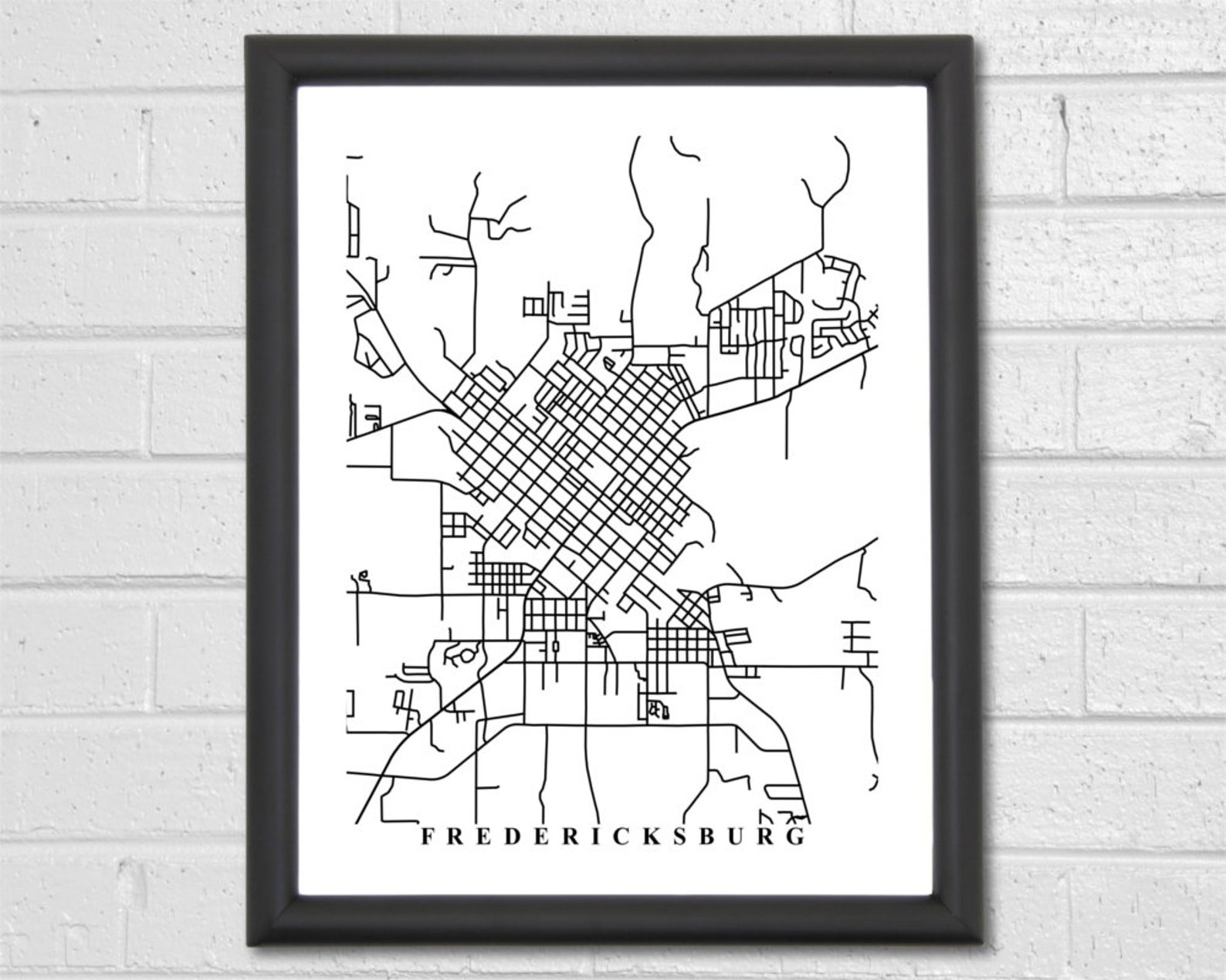 Fredericksburg Map Art Texas City Streets Map Print Map - Etsy
