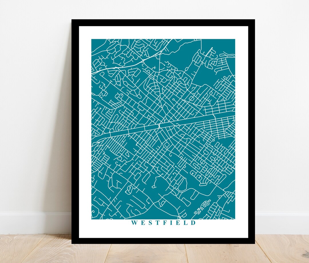 Westfield Map Art City Map Print New Jersey Travel Gift - Etsy