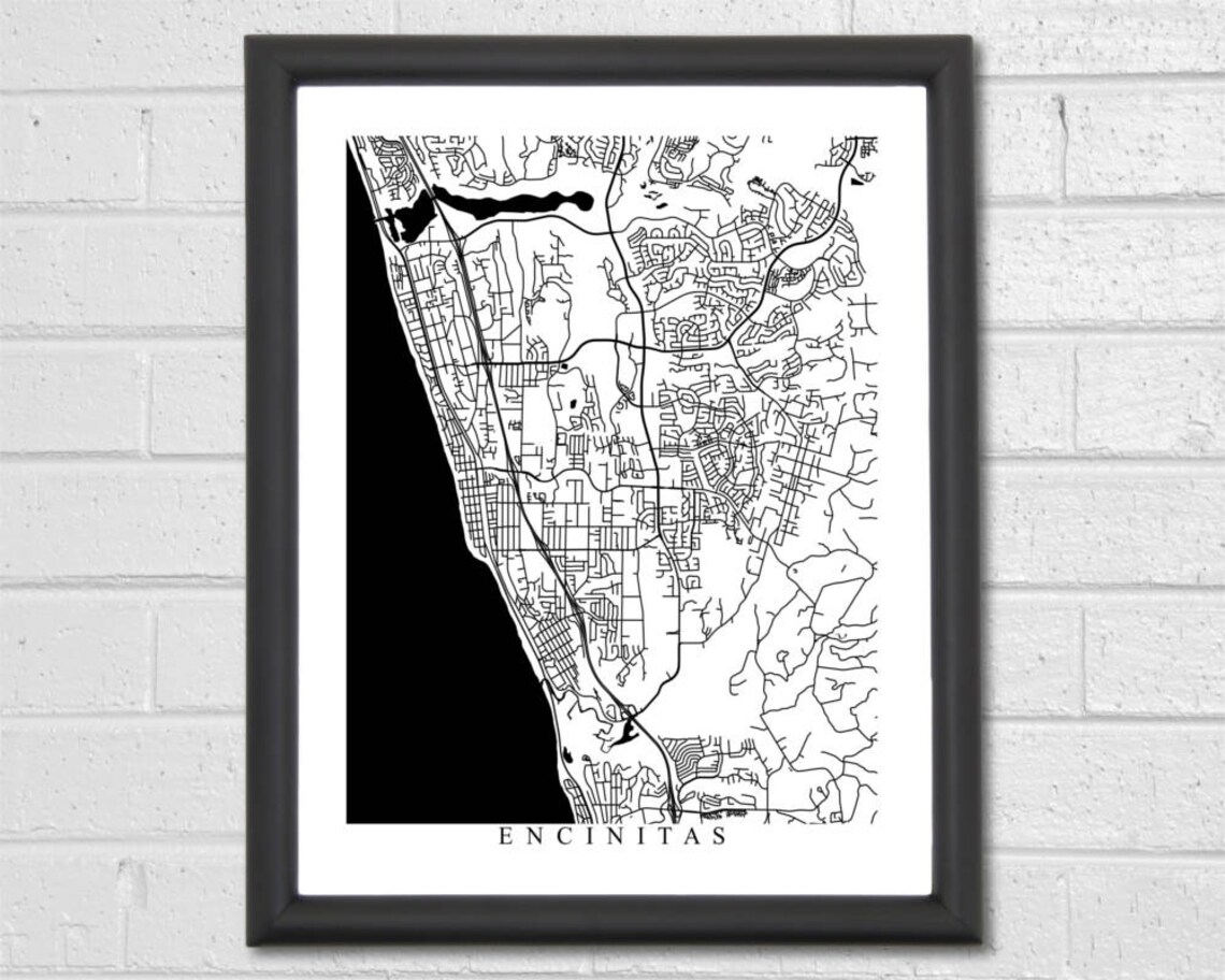 Encinitas Map Art City Map California Travel Map Print | Etsy