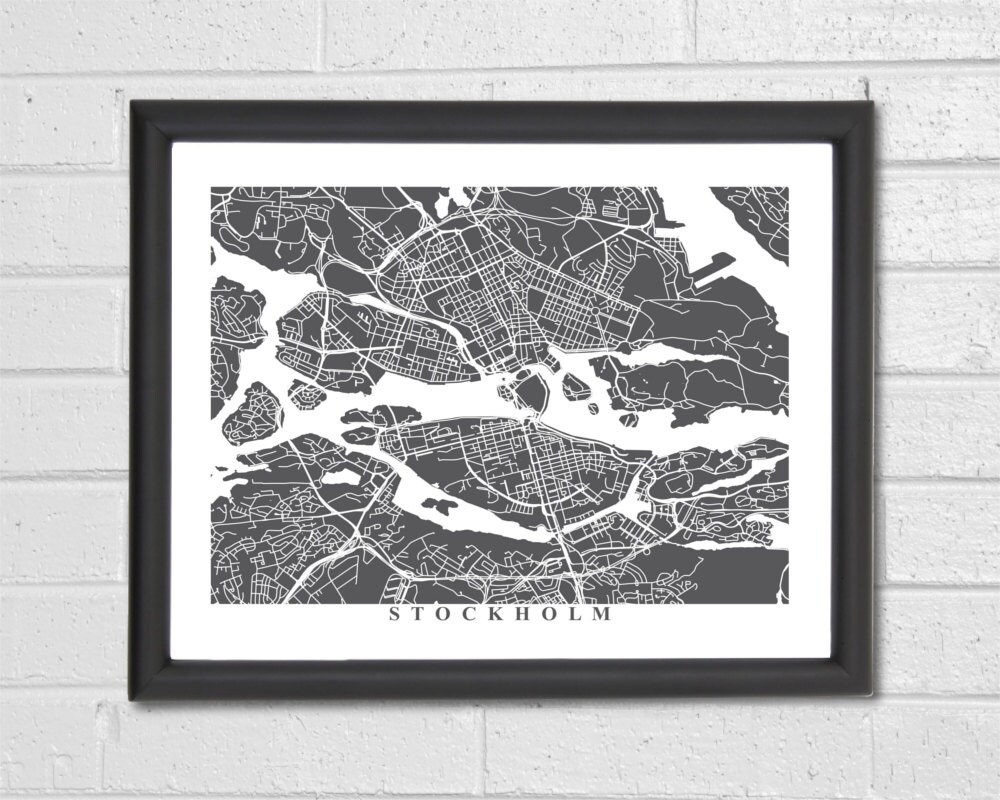 Stockholm Map Art Map Print Sweden Map Print Home Map | Etsy
