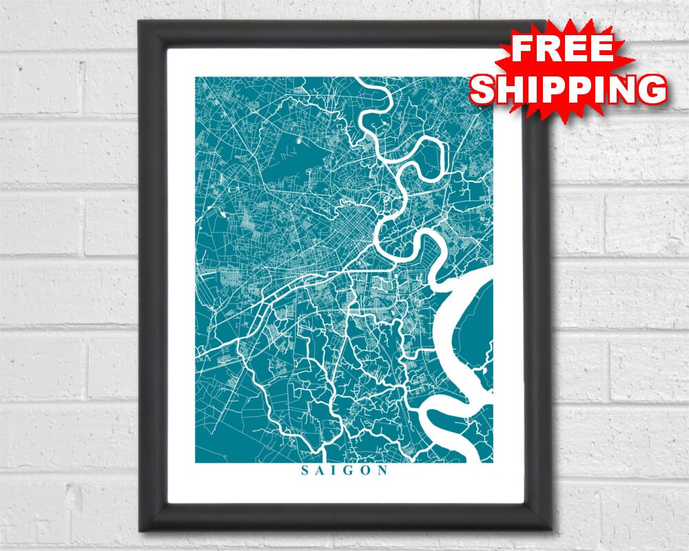 Saigon Map Art City Map Vietnam Travel Map Print | Etsy