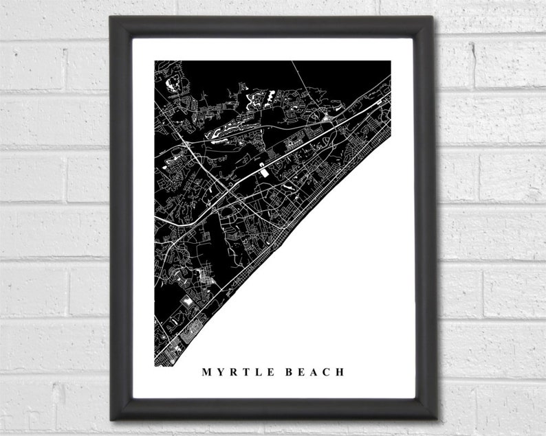 Myrtle Beach Map Art City Streets Map Print South Carolina - Etsy