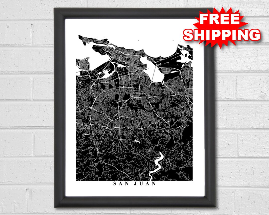 San Juan Map Art Puerto Rico Custom City Streets Map Print - Etsy