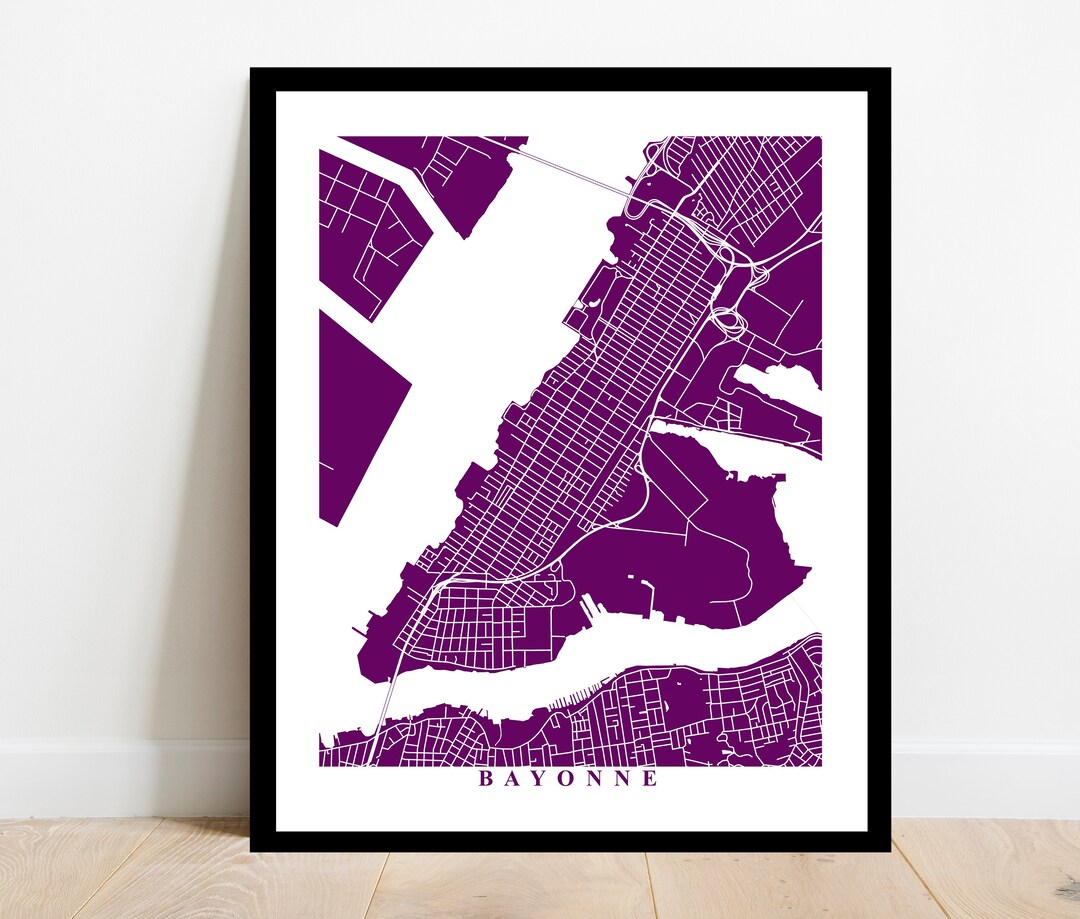 Bayonne Map Art City Map Print New Jersey Travel Gift Home Office Decor ...