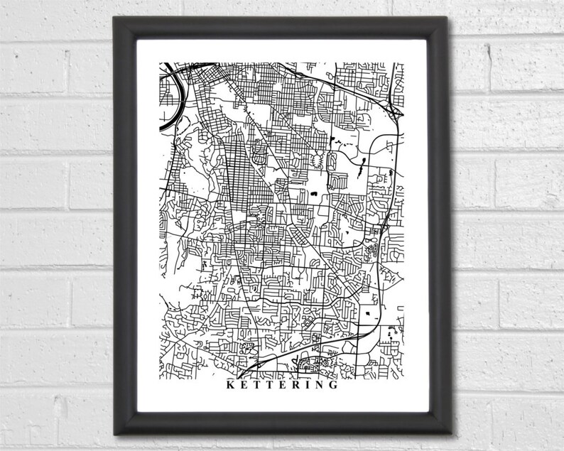 Kettering Map Art City Streets Map Print Ohio Kettering | Etsy