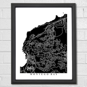 Montego Bay Map Art City Maps Jamaica Travel Caribbean - Etsy