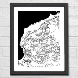 Montego Bay Map Art City Maps Jamaica Travel Caribbean - Etsy