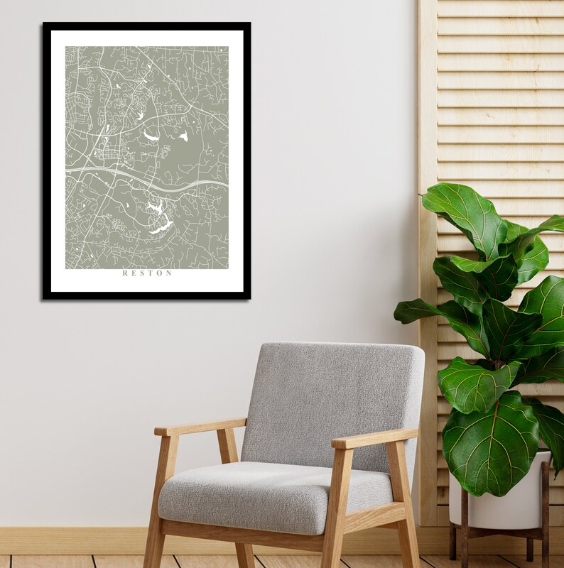 Reston Map Art Virginia Custom City Streets Map Print - Etsy