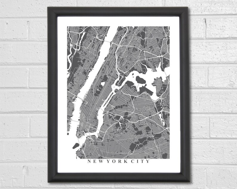 New York City Map Art Wall Art Print NYC Travel Gift | Etsy