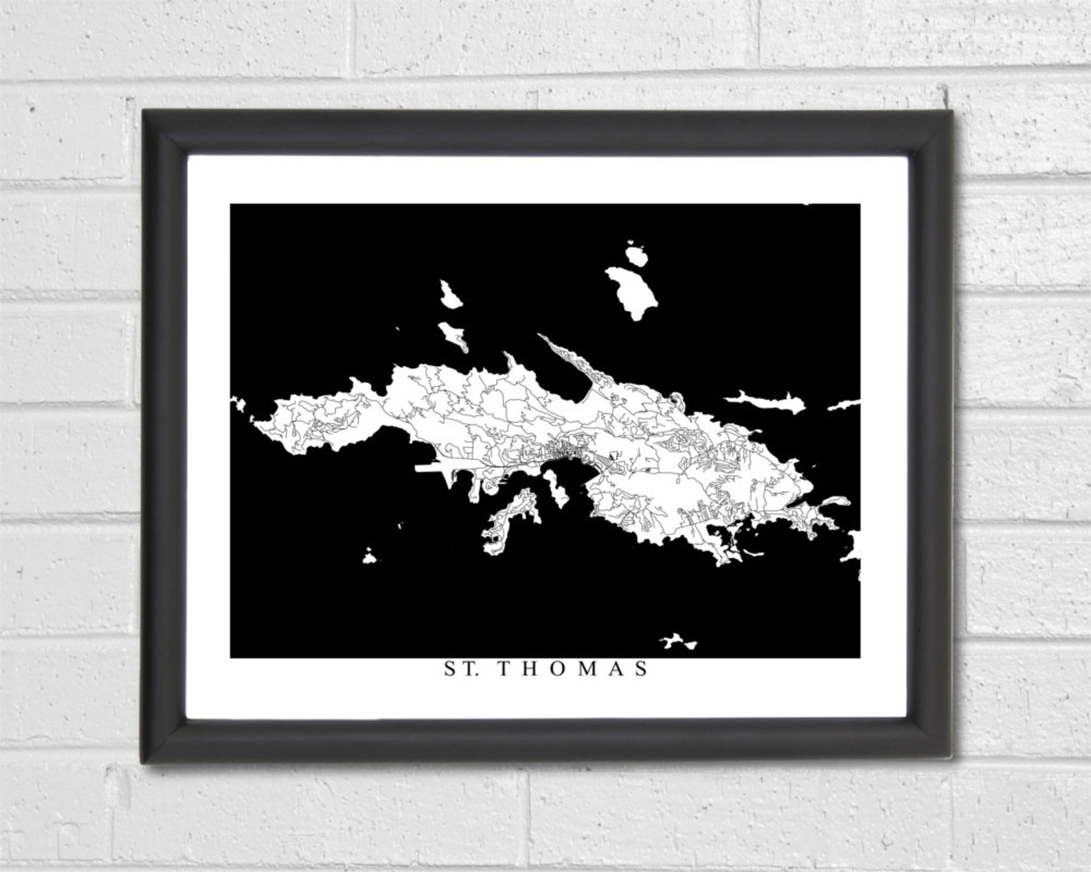 St Thomas Map Art Map Print Virgin Islands Map Print | Etsy