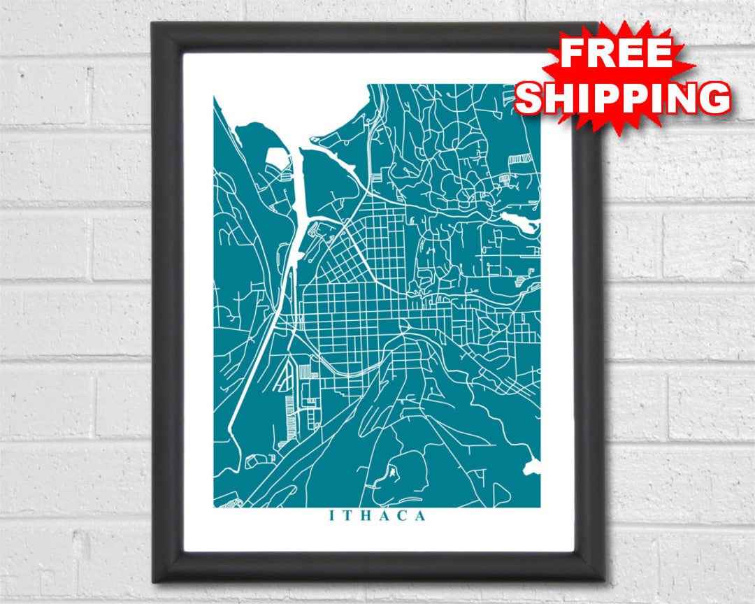 Ithaca Map Art City Maps New York Travel Map Print Custom Map Travel ...