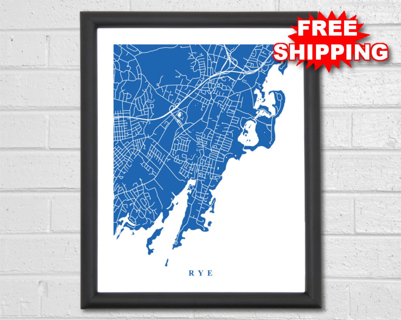 Rye Map Art City Map New York Office Decor Map Art - Etsy