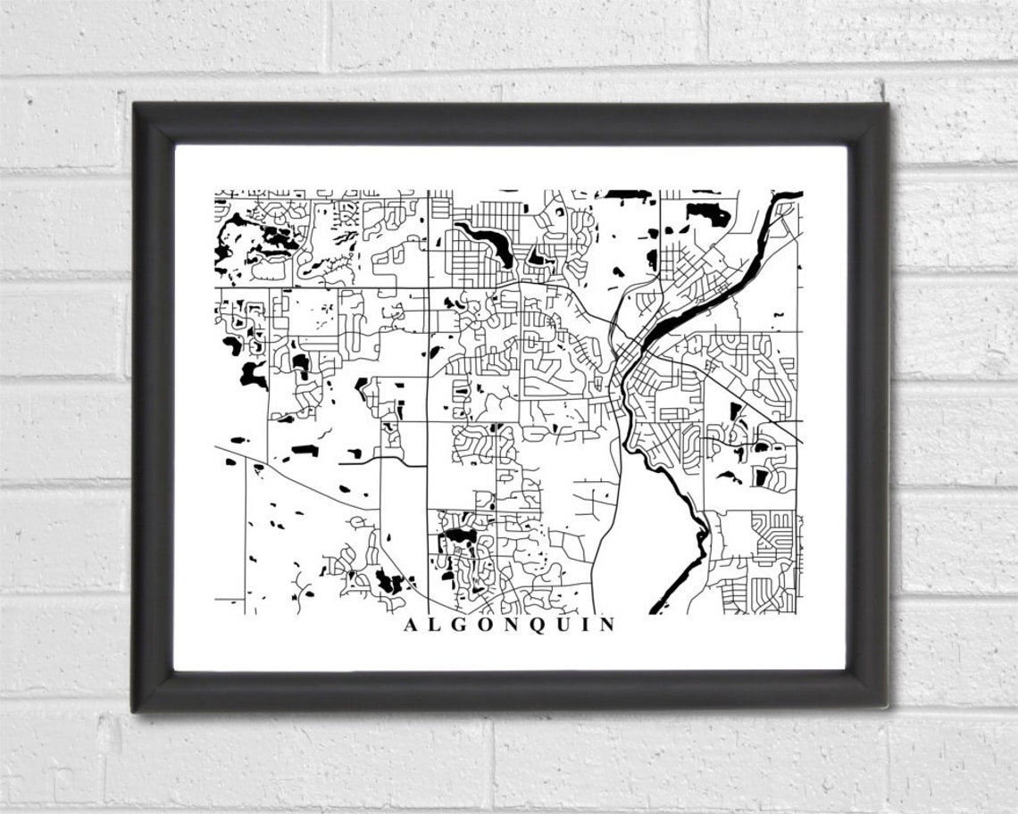 Algonquin Park Map Art City Map Illinois Office Decor - Etsy