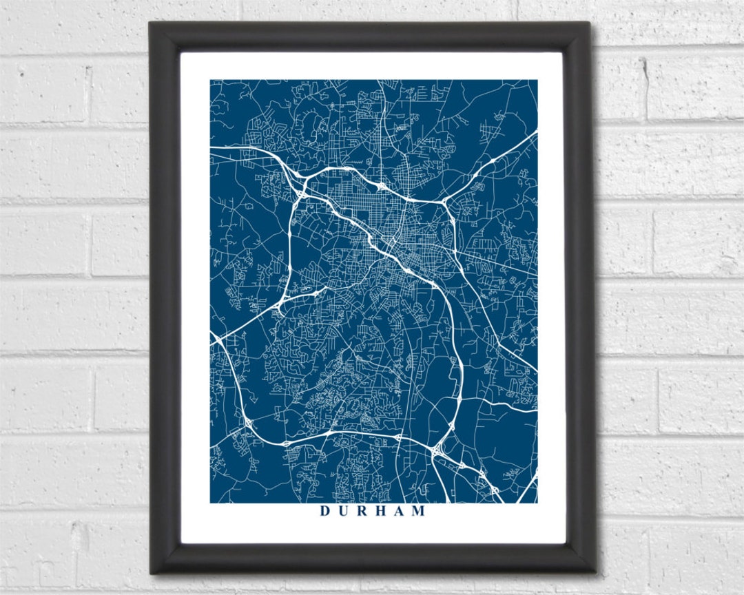 Durham Map Art Map Print North Carolina Custom Map Duke University Home ...
