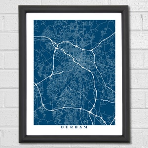 Durham Map Art Map Print North Carolina Custom Map Duke University Home ...