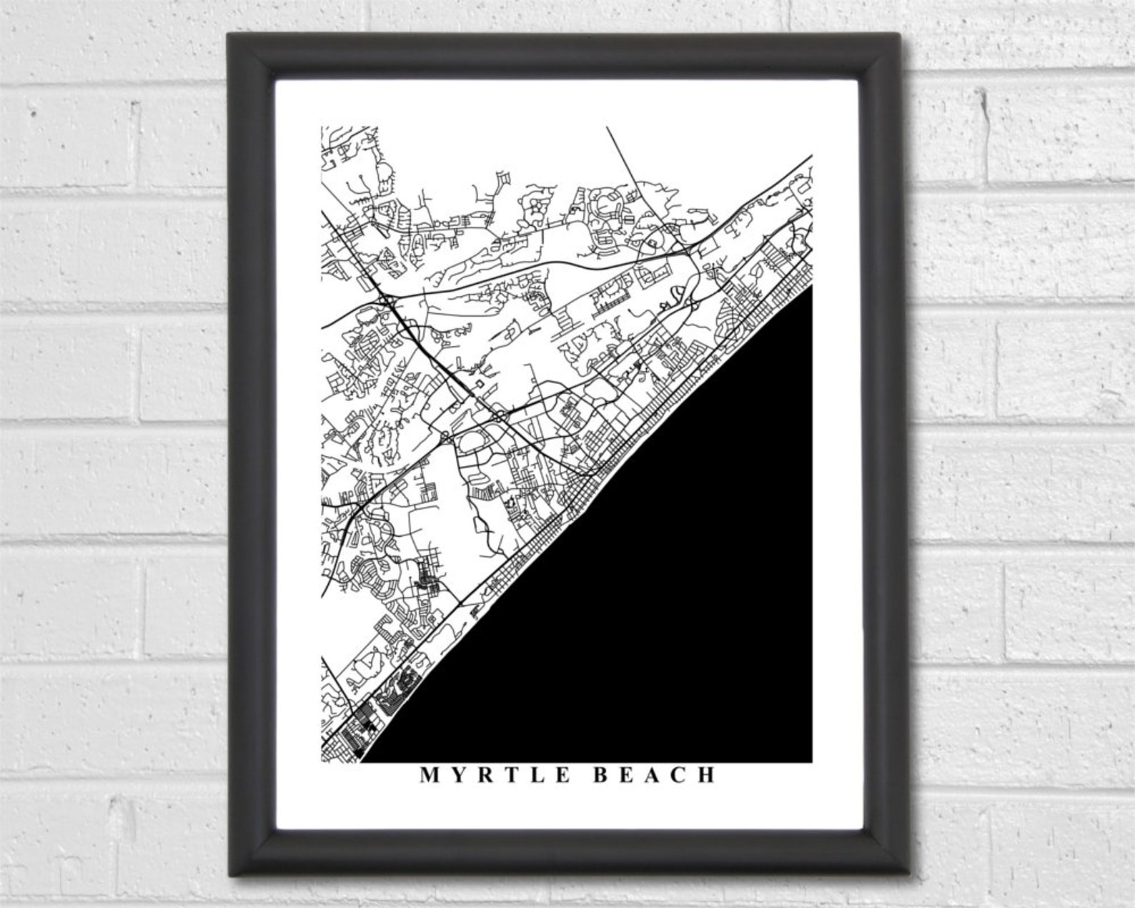 Myrtle Beach Map Art City Streets Map Print South Carolina - Etsy